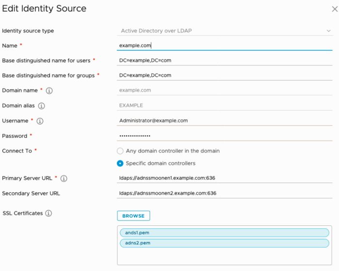 Migrating vCenter SSO from IWA to LDAPS – full valence